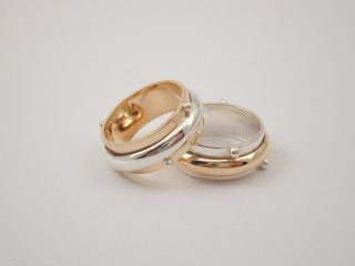 Raindrop 1/2 Round SS on Gold Fret Ring | Constantine Designs